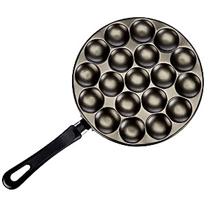 patisse Poffertjes Pan Set with Recipes Mixing Bottle and Reeds, Aluminium, Black, 25 cm 6 Units