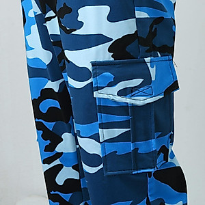 CHSWVUKQ Men's Casual Camouflage Cargo Jogging Elastic Mid-Waist Military Army Camo Combat Work Sweatpants with Pockets