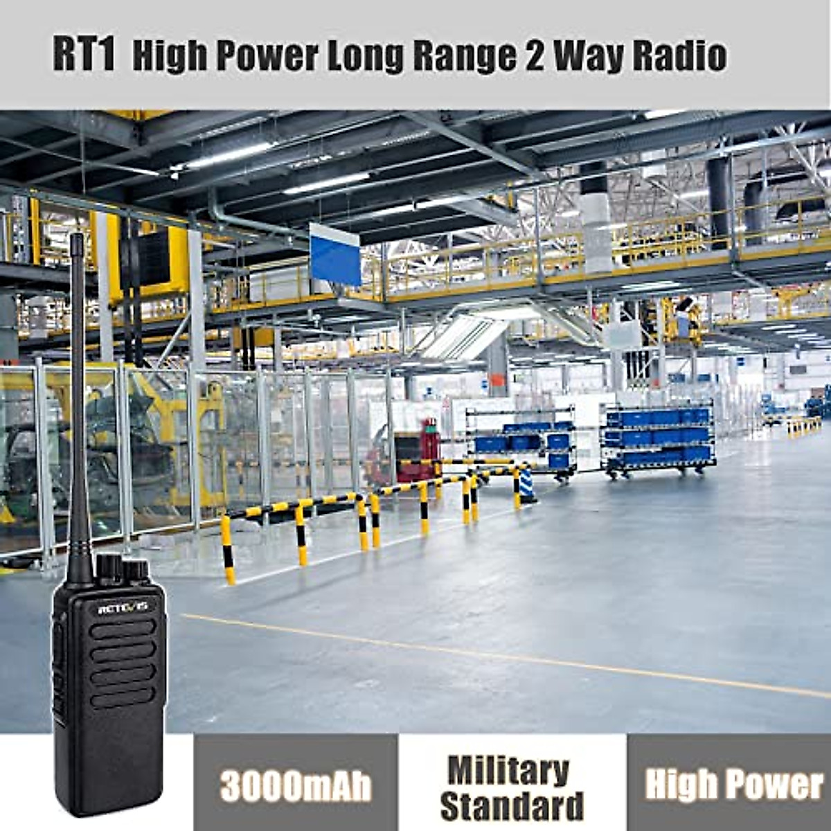 Retevis RT1 Handheld Radios Two Way Long Range,Strong Penetration 2 Way Radio with 3000mAh Rechargeable,VOX Adjustable Professional Walkie Talkies with Earpiece and Mic Set(4 Pack)