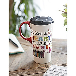 Cypress Home It Takes A Big Heart To Help Shape Little Minds 17 OZ DoubleWall Insulated Travel Mug Teacher Appreciation Gift 3.5 x 5.25 x 7 inches