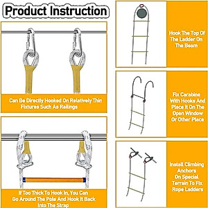 FGQCBBYC Fire Escape Rope Ladder for Home - Maximum Load Capacity 420kg - 2/3/4 Storey Height - Window/Balcony Hooks - Available in 3m to 50m Lengths!,3m/9.8ft