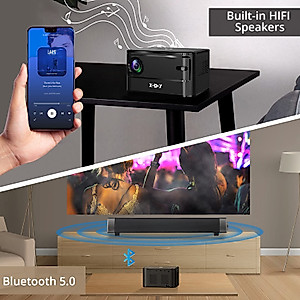 Autofocu Smart Projector with Android TV OS, Xgody A40 9000L Mini Projector with WiFi and Bluetooth, 1080P Support HD Home Theater Projector with Netflix 7000+APPs Bulit-in Hi-Fi Speaker and Remote