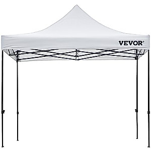 VEVOR 10x10 Pop Up Canopy Tent, Outdoor Canopy with Removable Sidewalls and Wheeled Bag, Instant Portable Shelter, UV-Resistant Waterproof Gazebo Patio Tents for Parties, Camping, Commercial, White