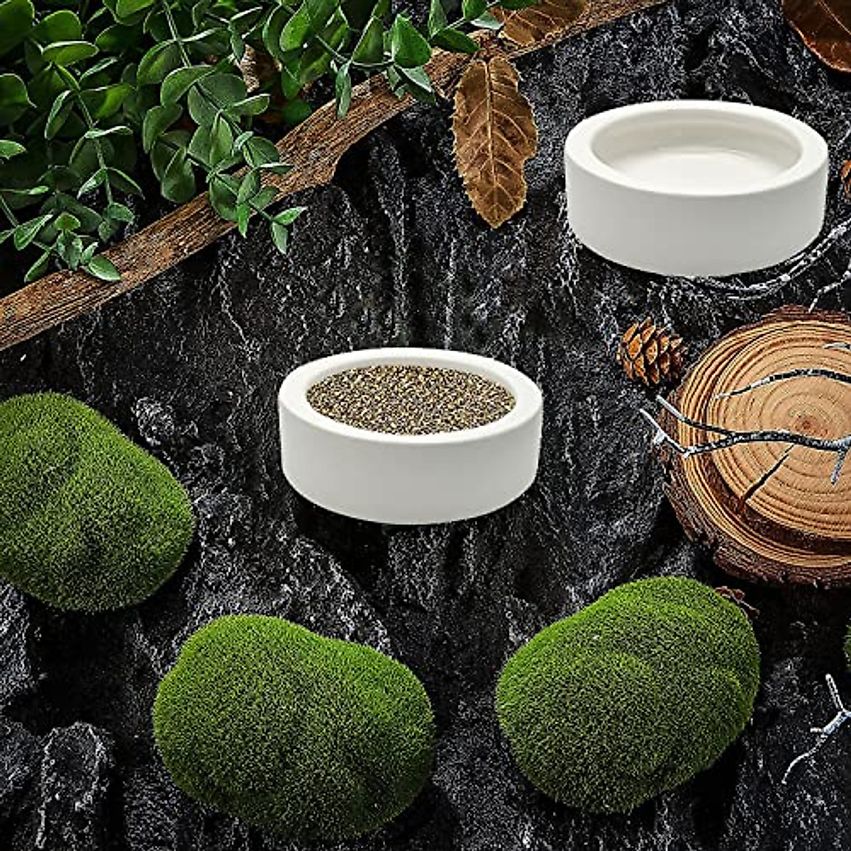 3 Pcs Reptile Food Bowl, Ceramic Water Feeder Bowl for Lizard Anoles Bearded Dragons Crested Gecko Hermit Crabs Triangular