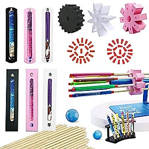 Epoxy Pen Turner Attachment and 9 Pcs Epoxy Pen Packaging kit, Epoxy Pen Adapter for Holding Pens on Cup Tumbler Turners, Glitter Pen Box for Giving The Pen as a Gift (White, Black, Pink)
