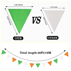 GCQQ 40Ft Orange Green White Pennant Banner, 2024 Graduation Pennant Flags Banner, Triangle Flag Bunting Garland, Pennant Bunting Garland for Graduation, Engagement Baby Shower, Dinosaur Birthday