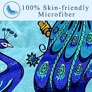 Plush Blanket Throw Blanket Warm Cozy Soft Microfiber Blankets, Blue Peacock Cartoon Retro Pattern