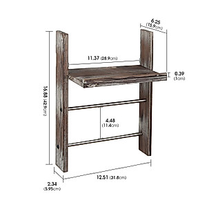 J JACKCUBE DESIGN Rustic Wood Wall Mount Towel Rack with Shelf, Blanket Ladder for Bathroom, Kitchen Hand Towels Holder, Stainless Towel Bar Hanger Farmhouse Decor - MK576A