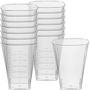 Kaya Clear Square Plastic Cups - 8 oz. (Pack of 14) - Versatile & Elegant Design, Perfect for Parties, Gatherings & Everyday Use