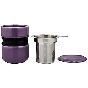FORLIFE Curve Asian Style Tea Cup with Infuser and Lid, 12-Ounce, Purple