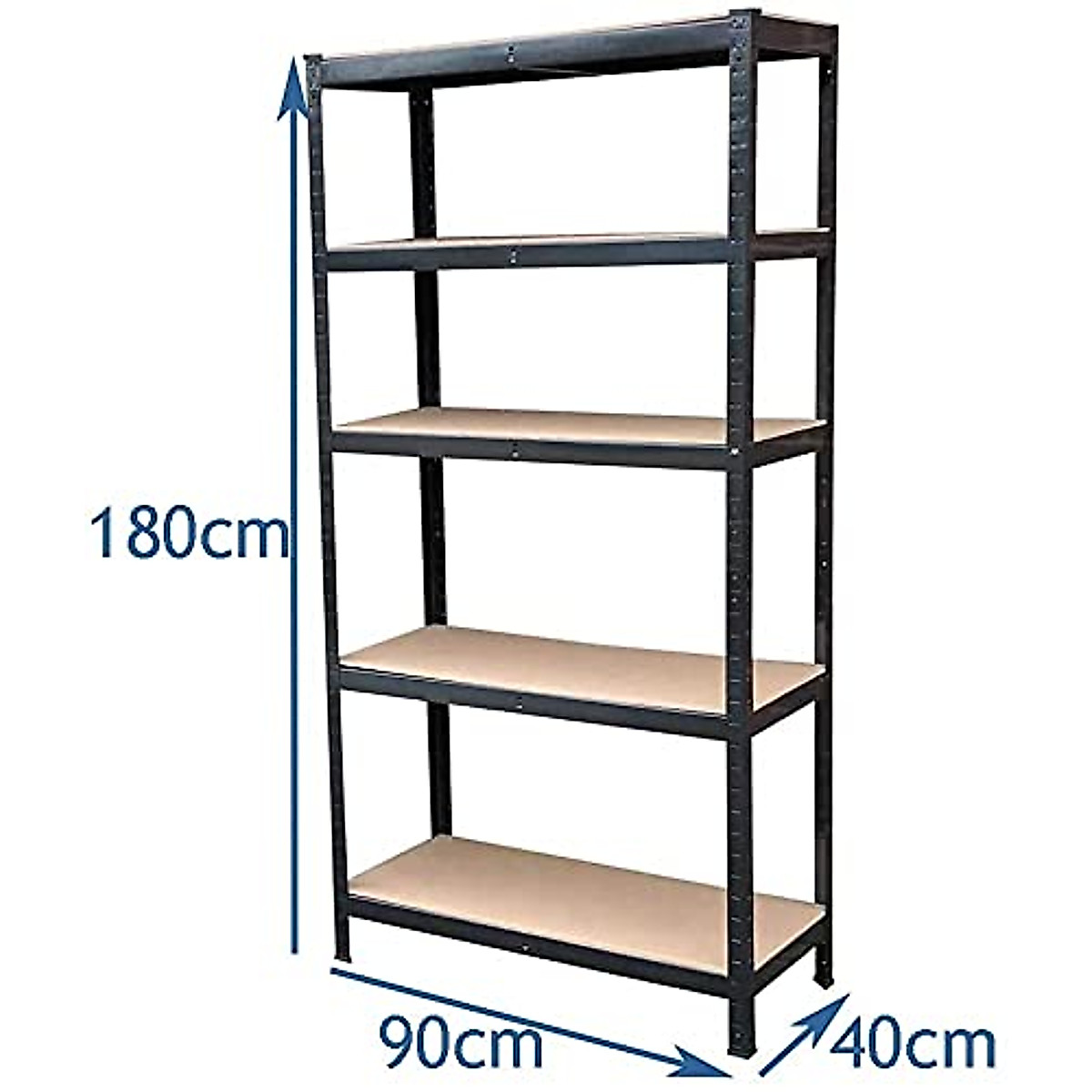 QiMu 5-Tier Garage Shelving Unit, Heavy Duty Garage Shelf Metal Storage Shelves, Adjustable Garage Storage Utility Rack,for Home Office Garage Kitchen Bathroom Organization(180x90x40cm)