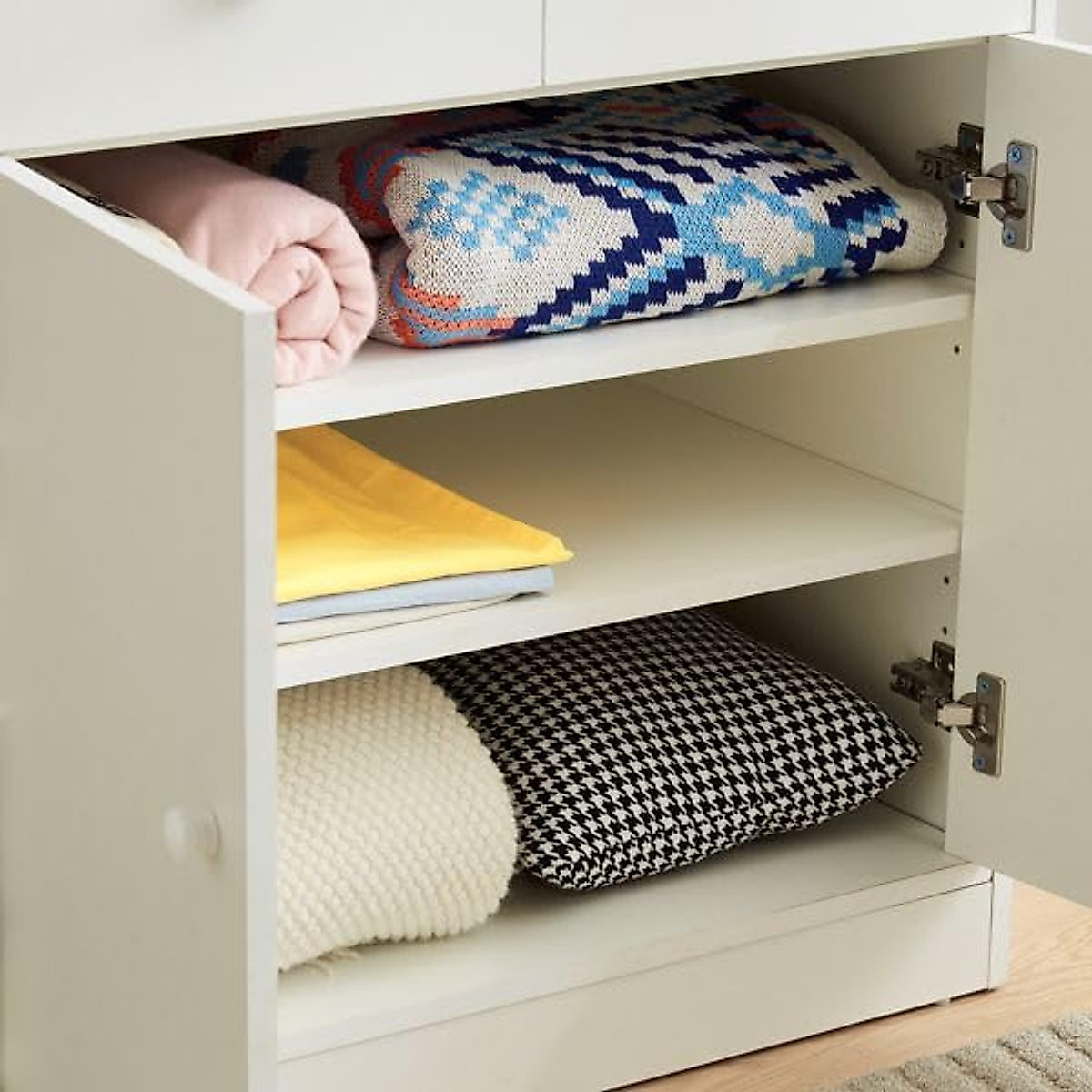 JASOYA Wardrobe Armoire Closet, Drawers and Shelves, Handles, Hanging Rod, for Bedroom ，White A