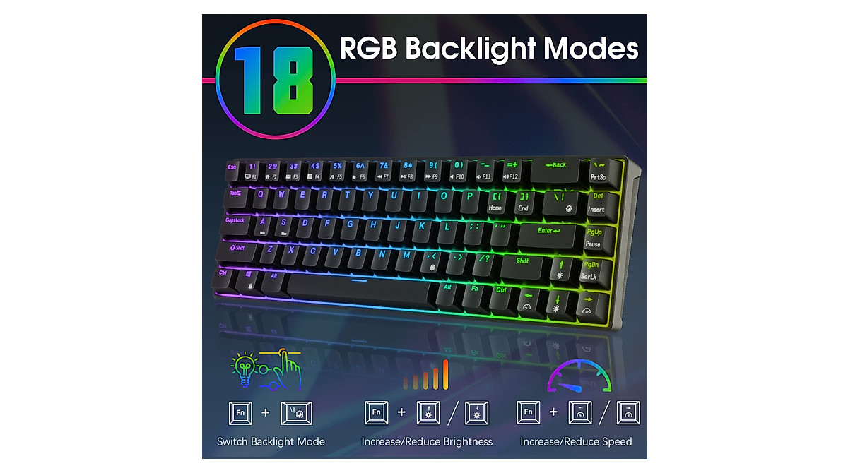 RK ROYAL KLUDGE RK68 65% Mechanical Keyboard - RGB & Compact