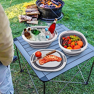 Collapsible Wash Basin, 7.5L Dish Tub Sink Basin Folding Dish Pans for Kitchen Sink, 2-in-1 Dishpan + Cutting Board, Portable Sink Dish Basin for Camping BBQ Prep Tub Washing Bin Bucket for Cleaning