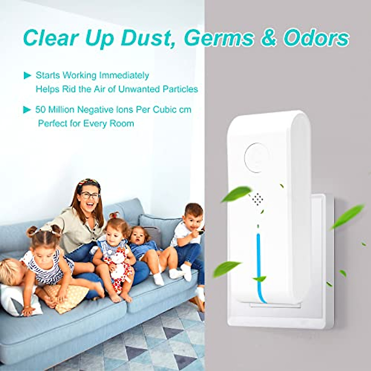 FYY Plug-in Air Purifier, Ionizer Air Purifier for Home, Bedrooms, Toilets, Living Room, Bathrooms, Closets, Pet Room, Power Saving White