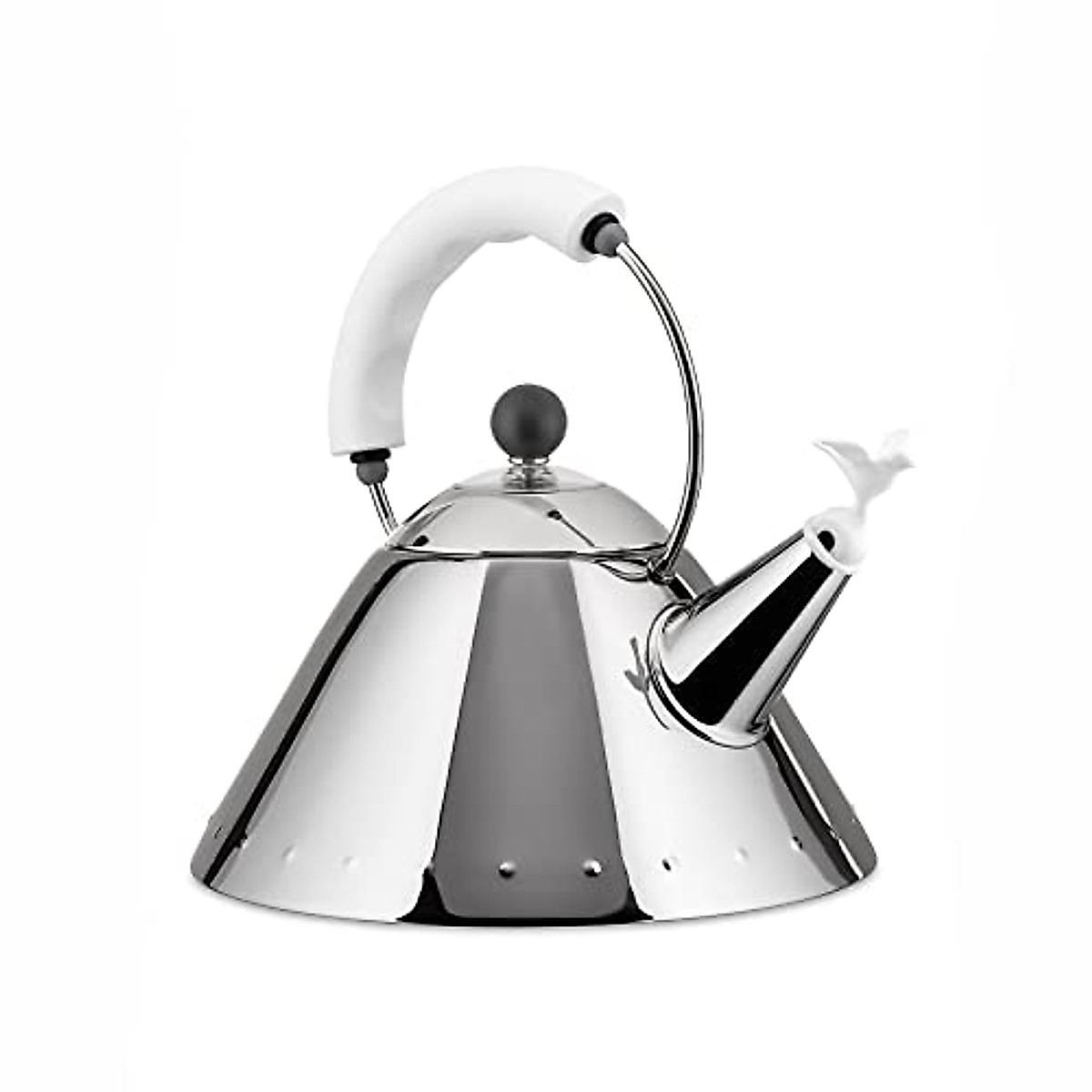 Alessi Michael Graves 9093 Stainless Steel Whistling Kettle, 2 Quarts, White
