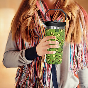 Avocado Stuff, Avocado Travel Mug, Coffee Tumbler for Women, with Flip Straw and Top Handle Tumbler Avocado Gifts,Unique Birthday Gifts 20 OZ