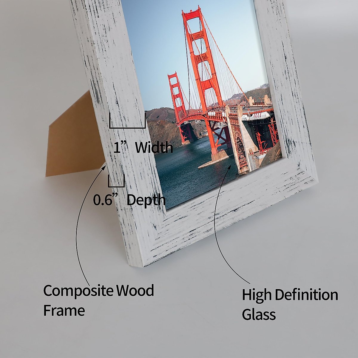 iRahmen Picture Frames 10 Pack, Gallery Wall Collage frame with Two 8x10, Four 5x7, Four 4x6, Photo Frame set for Hanging or Tabletop Display, Real Glass, Distressed White