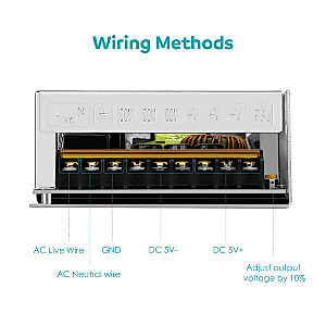Aclorol 5V 40A 200W Power Supply 110V / 220V AC to DC 5V 40amp Universal Power Converter Transformer Driver Adaptor for WS2812B WS2813 2812 LED Strip Pixel CCTV Camera Security System Laptop Project