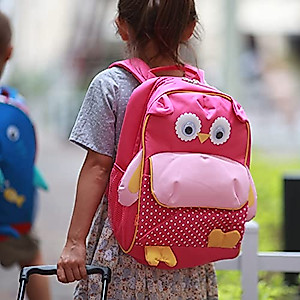yodo Little Kids School Bag Pre-K Toddler Backpack with Name Tag and Chest Strap, Owl