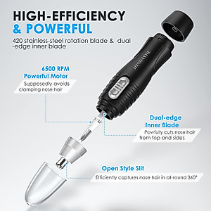 HTNDAYHE Ear and Nose Hair Trimmer for Men and Women, Nose Hair Clippers, Facial Hair Trimmer with Dual Edge Blades, Easy to Clean Nose Trimmer (Black)