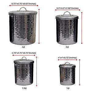 nu steel Set Of 4 Food storage Container Kitchen Hammered Canister with black nickel finish