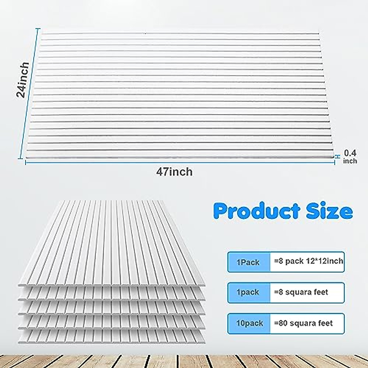 Woanger 10 Pack Large Acoustic Panels, Soundproof Sound Absorbing Wall Panels, 47 x 24 Inch Self Adhesive Acoustic Sound Dampening Panels for Room Recording Studio(White)