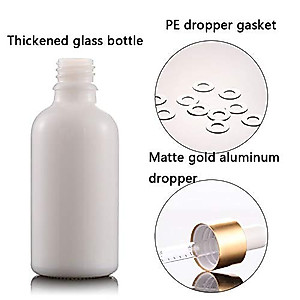 12PCS White Porcelain Essential Oil Dropper Bottle,Empty Refillable Squeezable Dropper Bottles Container Jars with Gold Aluminum Cap Eye Liquid Dropper with Glass Pipette (15ml)