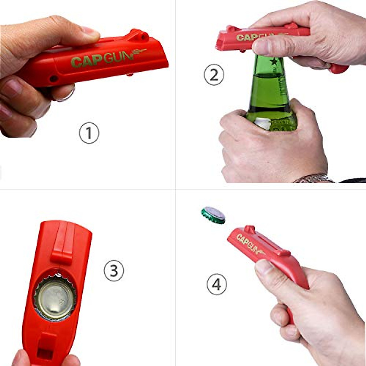 Beer-Cap-Gun,Funny Launcher Shooter Bottle Opener for Creative Drinking Game,Family Party,Bar Drinking,Outdoor Barbecue,Plastic (Black&Red)