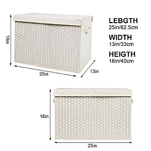 Mayniu Large Toy Storage Box Chest with Lid, Sturdy Toys Boxes Bin Organizer Baskets for Nursery, Closet, Bedroom, Playroom 25"x13" x16" (Beige)