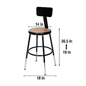 OEF Furnishings (2 Pack) Height Adjustable Black Shop Stool with Backrest, 18” -27"