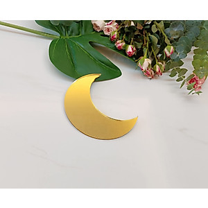 XIAOYUE 20pcs of Acrylic Moon Place Card,Celestial Wedding Place Cards ,Semi-Circle Place Names Blanks for Wedding ,Party&Festival Deco (Gold Mirror)