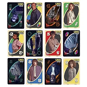 Mattel Games UNO Flip! Stranger Things Card Game for Adults & Teens with Double-Sided Cards, Real World Vs. Upside Down