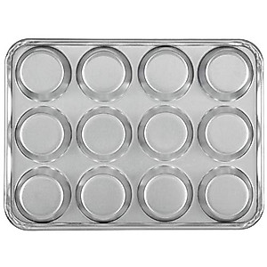 AmazonCommercial Aluminum Muffin Pan, 12 Cup with Lid