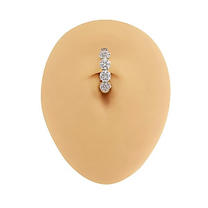 CANDYFANCY 14G Surgical Steel Reverse Belly Button Rings CZ Drop Navel Rings For Women Belly Piercings Jewelry