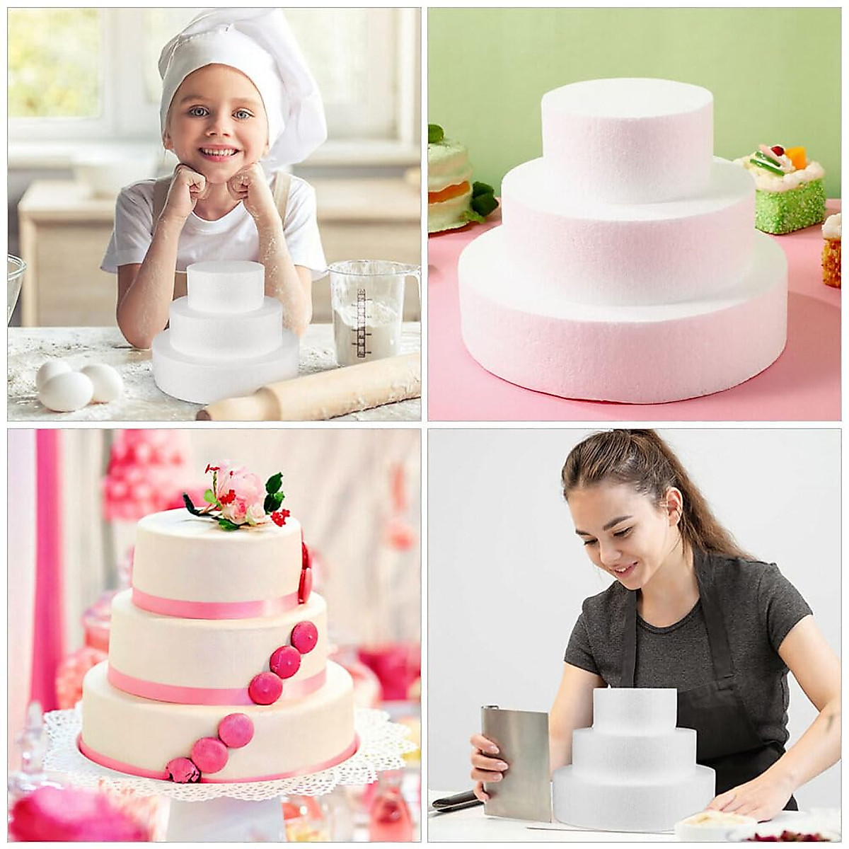 3pcs Prosthetic Foam Cake Model Cupcake Dummies Foams Cake Model Simulated Dummy Cake Baking Cake Dummies Cake Prop Cake Model Diy Cake Model Cake Dummy 7c Prosthesis Wedding White