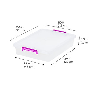 IRIS USA 53 Qt. Plastic Storage Container Bin, Large & 6 Quart Large Clear Plastic Storage Bins with Lids and Secure Latches, 6 Pack, Organizing Container, Clear/Violet
