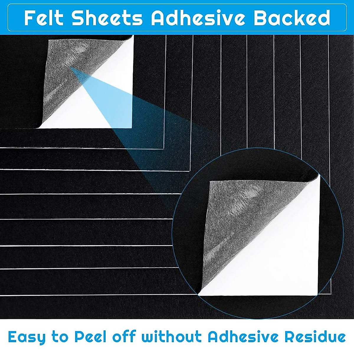 Adhesive Felt Sheet, Shynek 12 Pieces Black Felt Fabric Adhesive Sticky Back Felt Sheets for Art and Craft Making