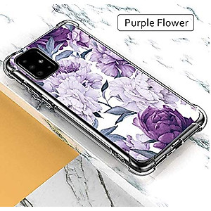 Leychan for Galaxy A51 Case, Slim Flexible TPU for Girls Women Airbag Bumper Shock Absorption Rubber Soft Silicone Case Cover Fit for Samsung Galaxy A51 (Purple Flower)