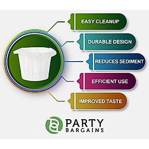 PARTY BARGAINS 300 Paper Coffee Filters - White Classic Design Single-Use Coffee Filter Compatible with Keurig 1.0 & 2.0, Perfect Size and Quantity