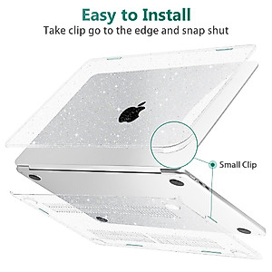 May Chen Compatible with M3 MacBook Air 13.6 inch Case 2022 2023 2024 A3113 A2681 M2 Chip, Plastic Hard Shell Case for MacBook Air 13.6" with Liquid Retina display Fits Touch ID, Clear Glitter