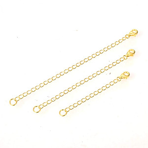 1pc Adabele Authentic Gold Plated Sterling Silver Jewelry Making Cable Chain Extender Removable Adjustable 3 inch Extension for Necklace Anklet Bracelet SS304-3