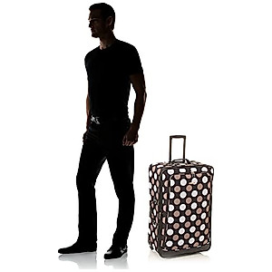 Rockland Escape 4-Piece Softside Upright Luggage Set, Telescoping Handles, Black Dot, (14/19/24/28)