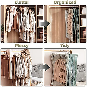 TAILI Clear Hanging Vacuum Storage Bags Variety 4 Pack and Green Hanging Vacuum Storage Bags 6 Pack