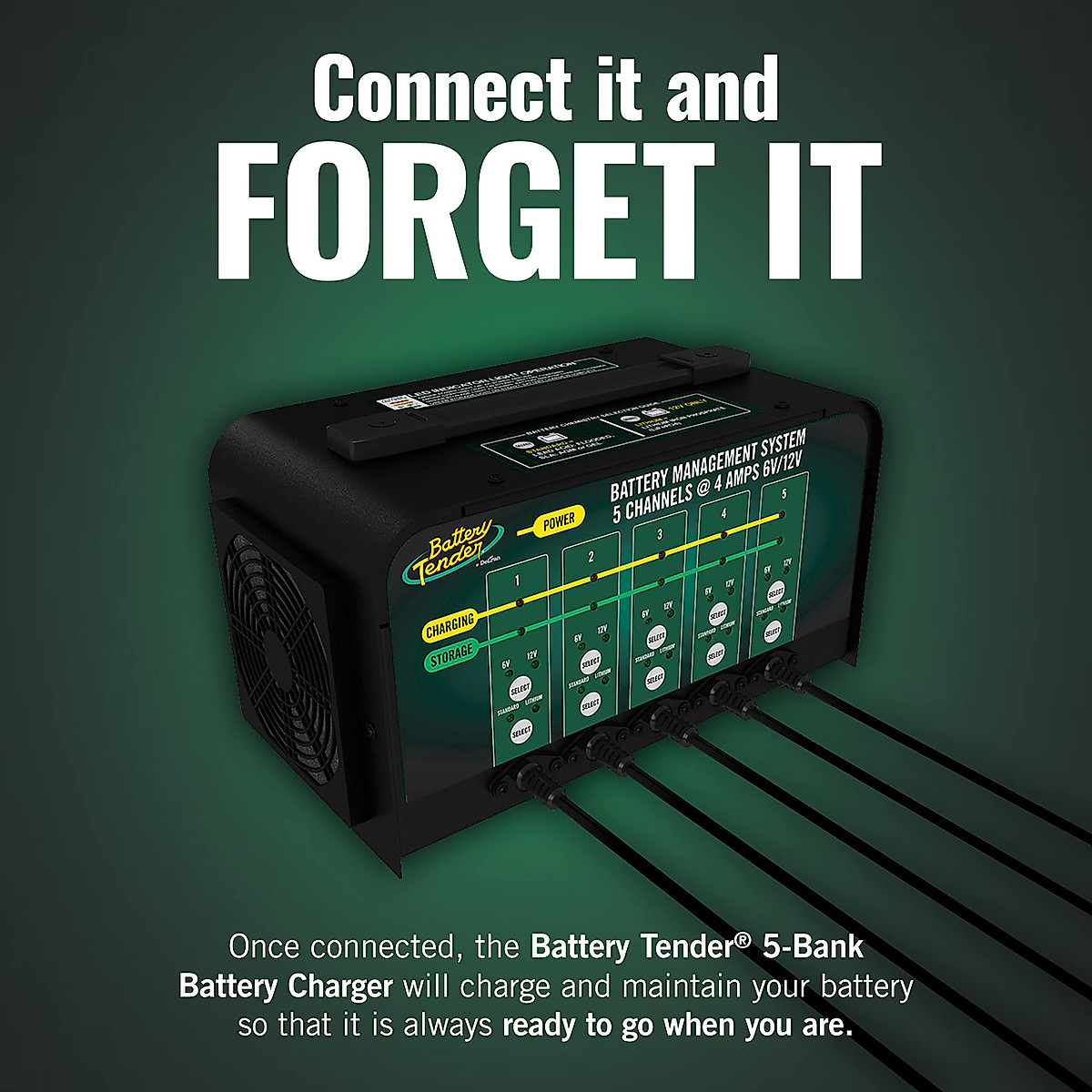 Battery Tender 5 Bank Multibank Charger - 20 AMP (4 AMPs Per Bank) - Selectable 12V / 6V - Smart and Switchable 12V Multi Battery Charger and Maintainer for Automotive and Marine - 021-0133-DL-WH