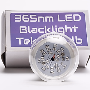 Tekno LED 365nm Blacklight Bulb - 12 watts/110 Volts/UV 365nm/A60 Base, Glow in The Dark, Glowing Bubbles, Fits Standard Light Sockets