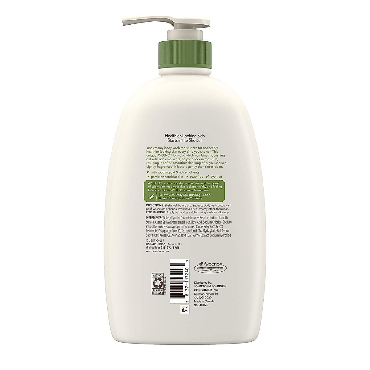 Aveeno Active Naturals Body Wash - Daily Moisturizing - Net Wt. 33 FL OZ (975 mL) Per Bottle - Pack of 2 Bottles