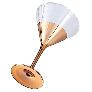 MyGift Copper Toned Accent Martini Glasses - Metallic Angled Cocktail 8-ounce Glass, Set of 2