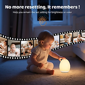 MediAcous Night Light for Kids, Baby Night Light with 8 Colors Changing & Dimming Function, Rechargeable Night Light with 1 Hour Timer & Touch Control, Up to 100H