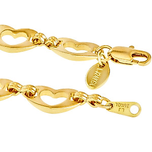 LIFETIME JEWELRY Flat Heart Link Anklet for Women & Teen Girls 24k Gold Plated (11)